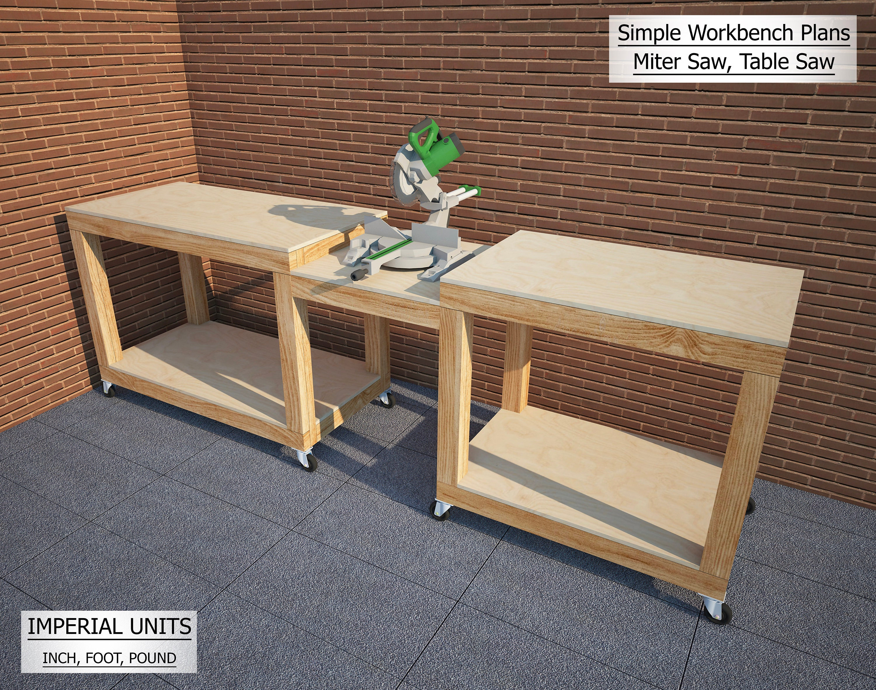Workbench Plans, Miter Saw Table, Miter Saw Station, Build Plans, Step ...