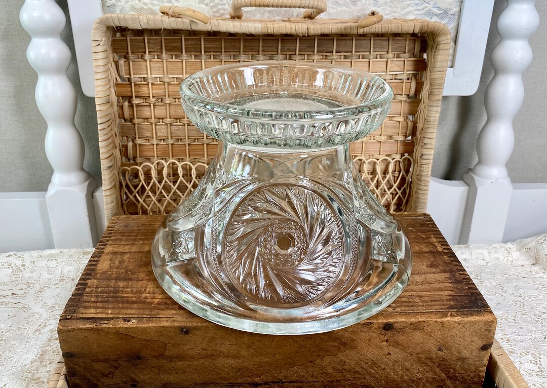 ANTIQUE L.E. Smith-mckee aztec/ Pinwheel Pressed Glass Punch Bowl Base ...