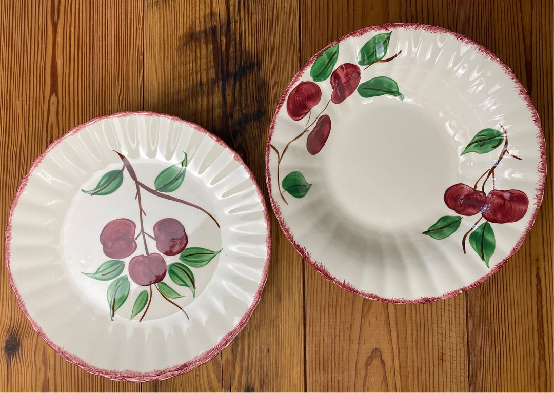 VINTAGE Hand-painted Blue Ridge Pottery- Colonial Shape "cherry Bounce ...