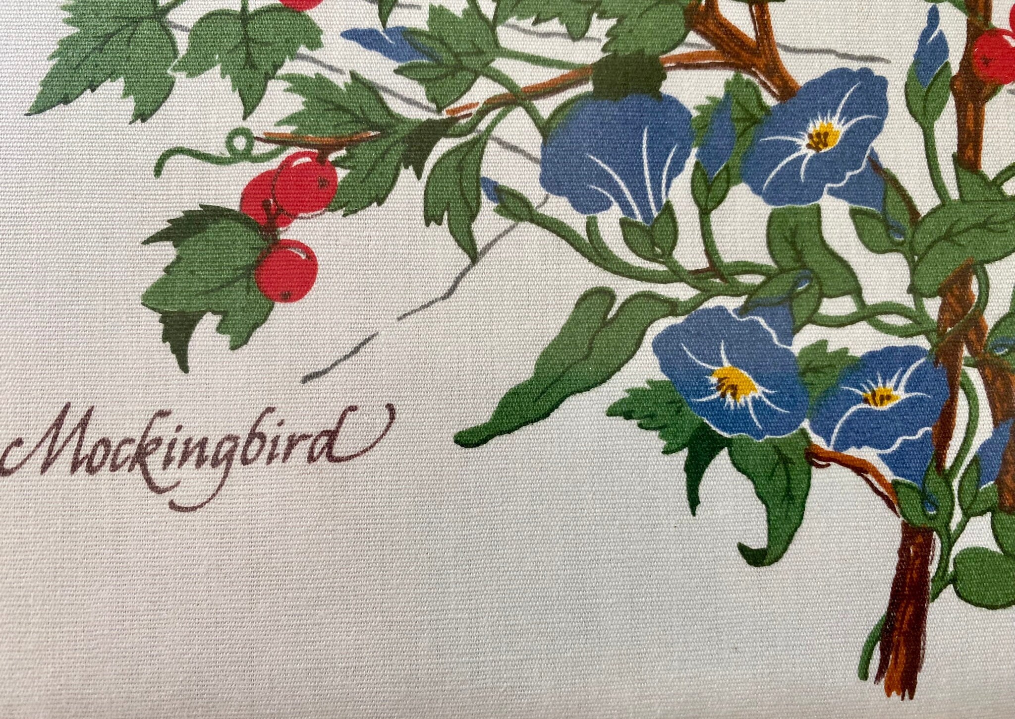 VINTAGE Framed/ Matted Mockingbird Sewing Panel Printed on - Etsy