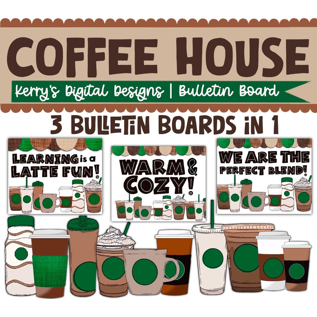 Coffee House Bulletin Board + Accessories + Clipart | Coffee Shop ...