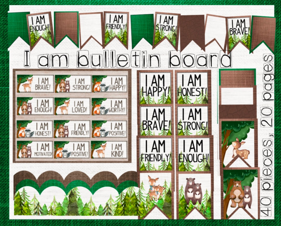 Affirmation Station Woodland Animals I Am Bulletin Board + Accessories ...