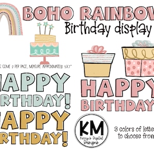 EDITABLE Boho Rainbow Birthday Display Classroom Decor - Etsy