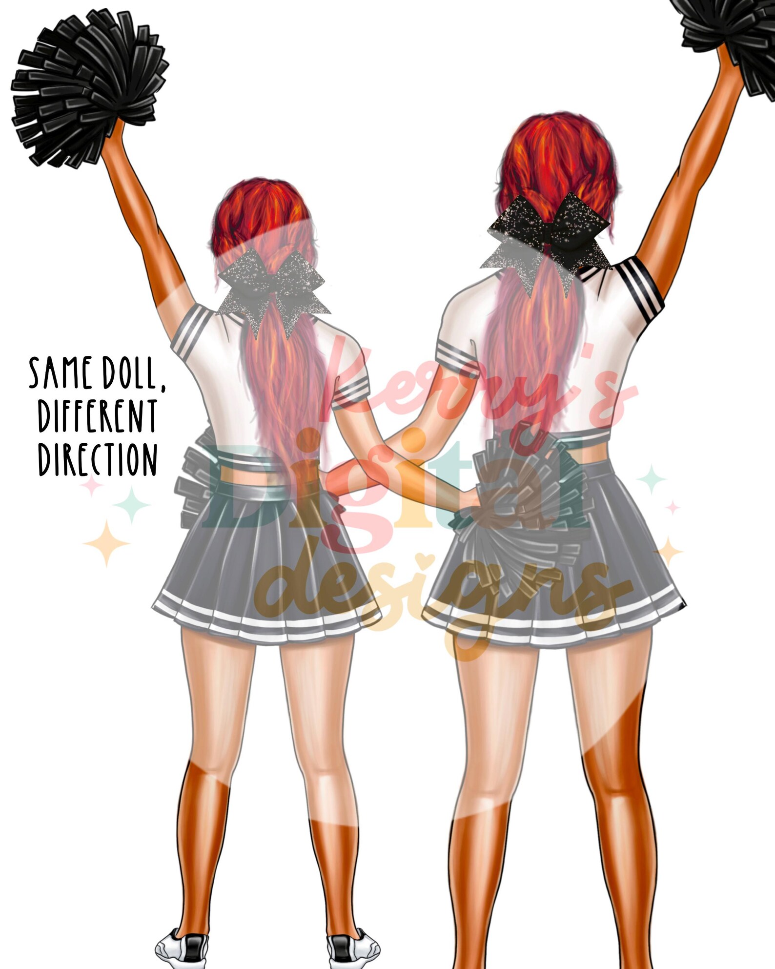 Cheerleader Clipart: Black and White Cheer Squad (digital Planner ...