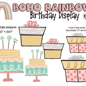 EDITABLE Boho Rainbow Birthday Display Classroom Decor - Etsy