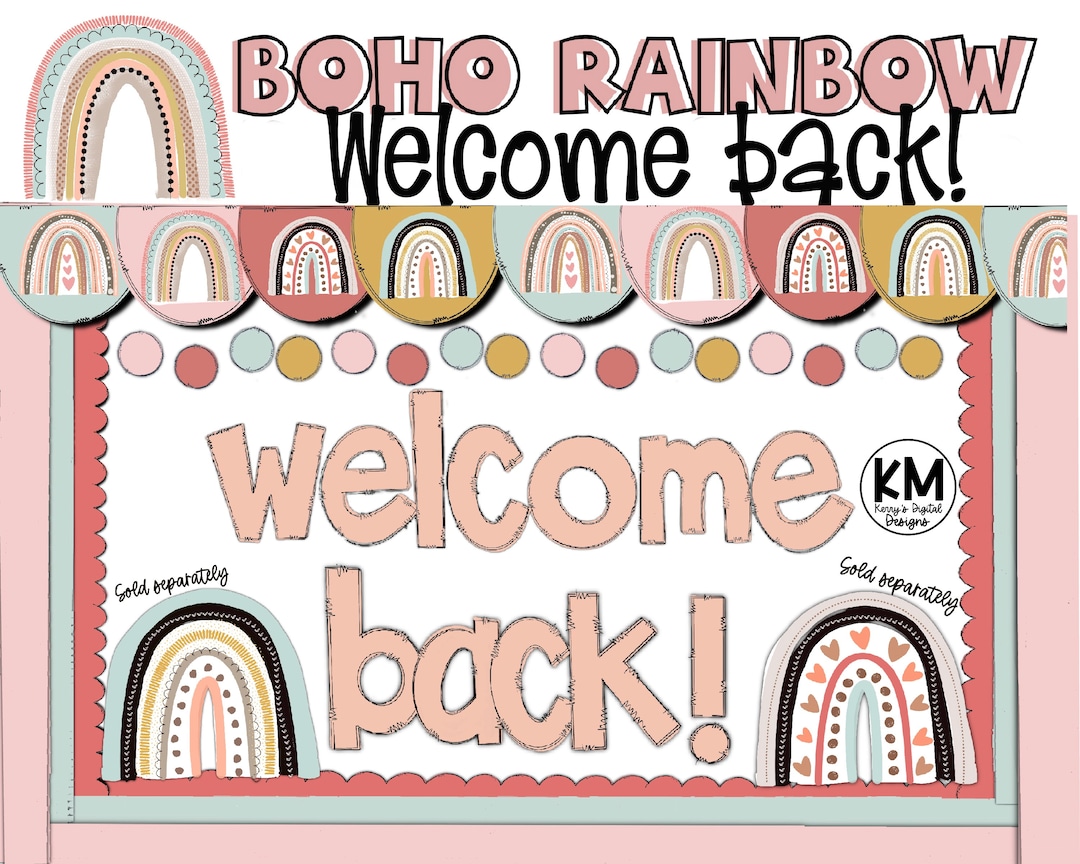 Welcome Back Boho Rainbow Bulletin Board 24 - Etsy