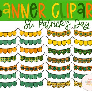 St. Patrick's Day Banners Clipart | Teacher Resources | Pngs Only | - Etsy