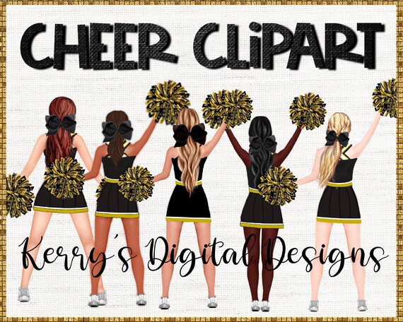 Black and Gold Cheerleader Clipart Printable Banquets - Etsy España