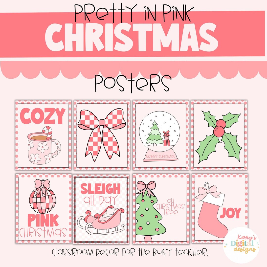 Pretty in Pink Christmas Classroom Posters | 8x10 Inches - Etsy