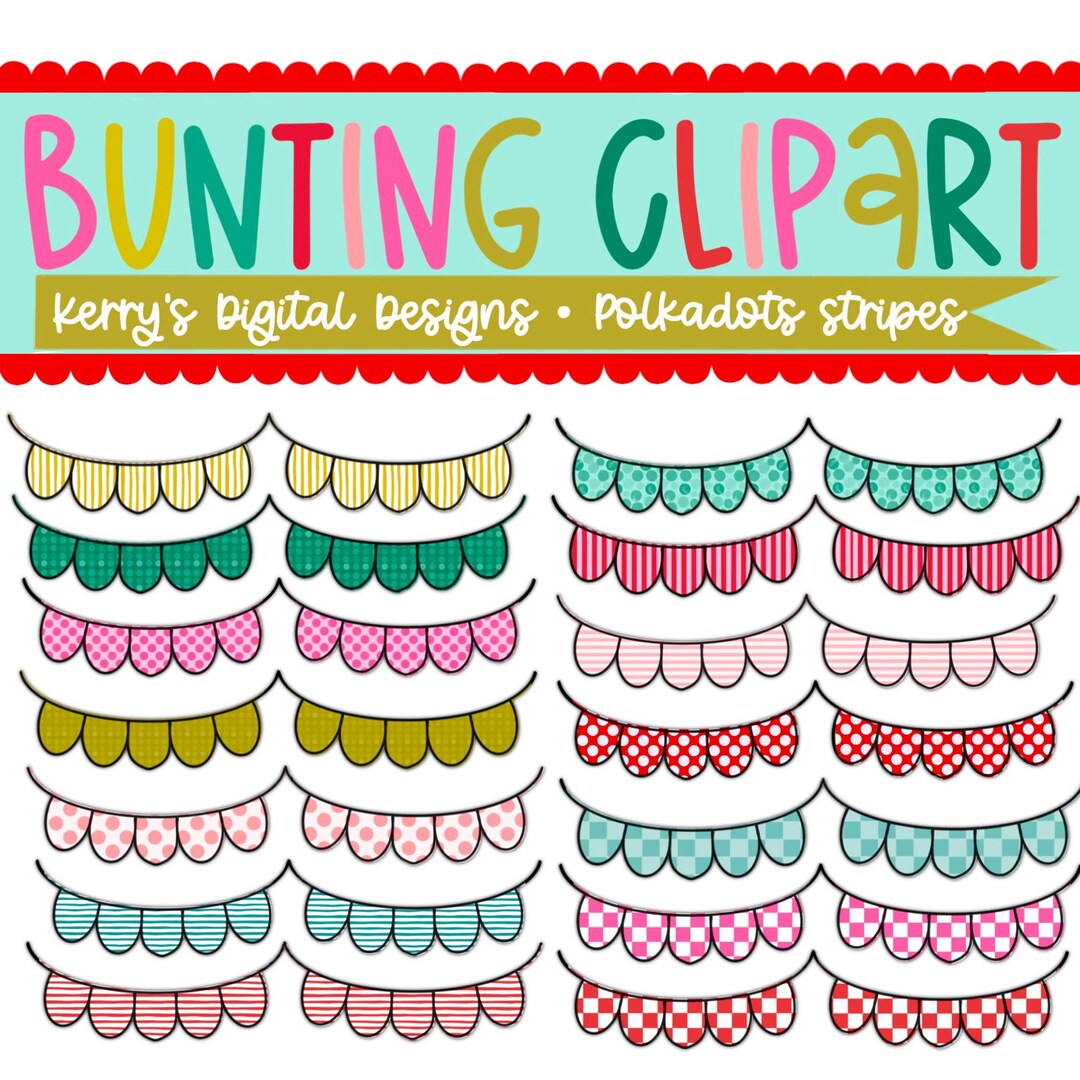 Banner Clipart | Bunting | Checkered Polkadots Stripes | Teacher ...