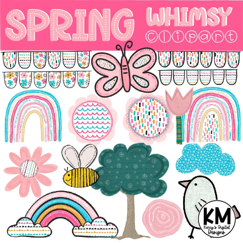 Pastel Spring Clipart PNG Transparent Background | Butterfly Flowers ...