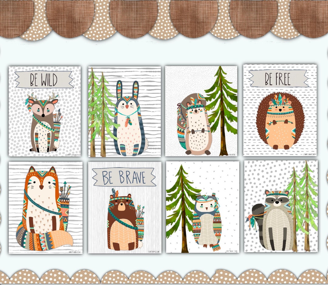 8 Boho Woodland Animals Mini Posters 8x10 22 - Etsy
