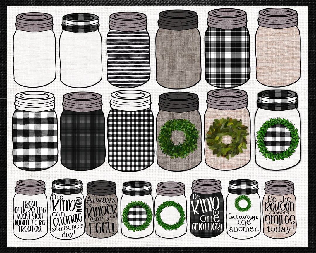 Back to School | 20 Farmhouse Mason Jars Clipart| Welcome Back - Etsy