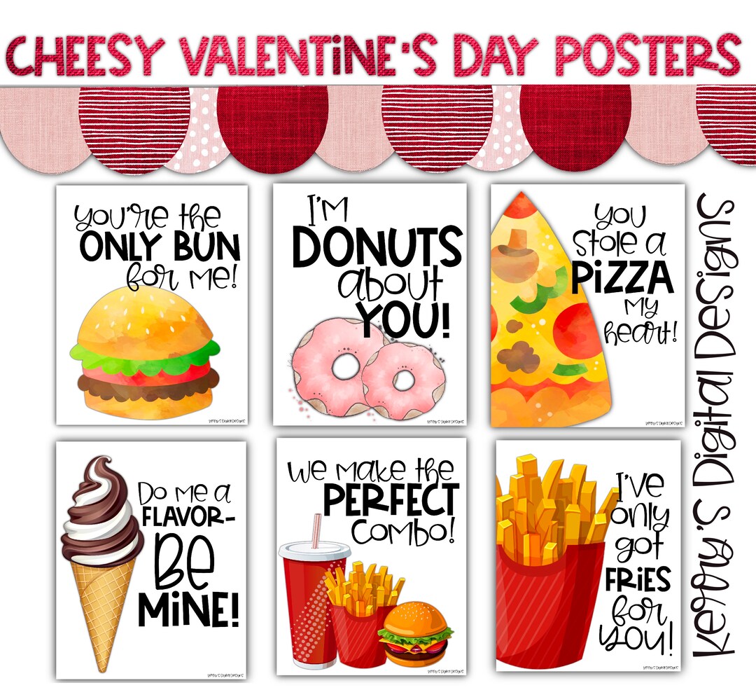 Funny, Cheesy Valentines Food Themed Bulletin Board Posters 23 - Etsy