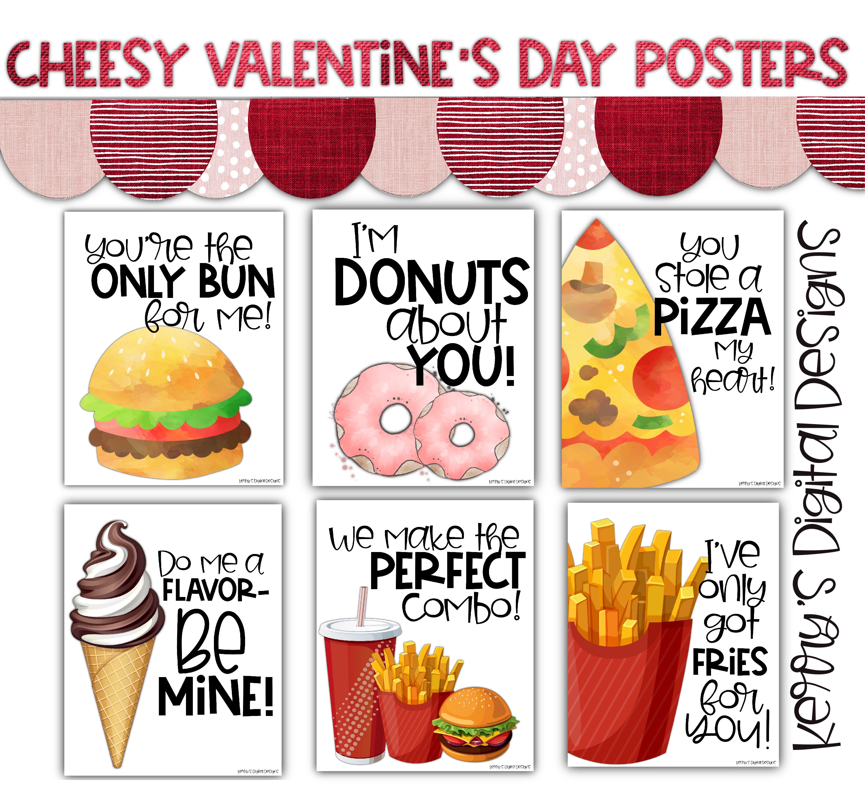 Funny, Cheesy Valentines Food Themed Bulletin Board Posters 23 - Etsy