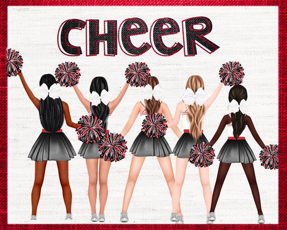 Cheer Red White Black Cheer Dolls and Clipart Banquet - Etsy