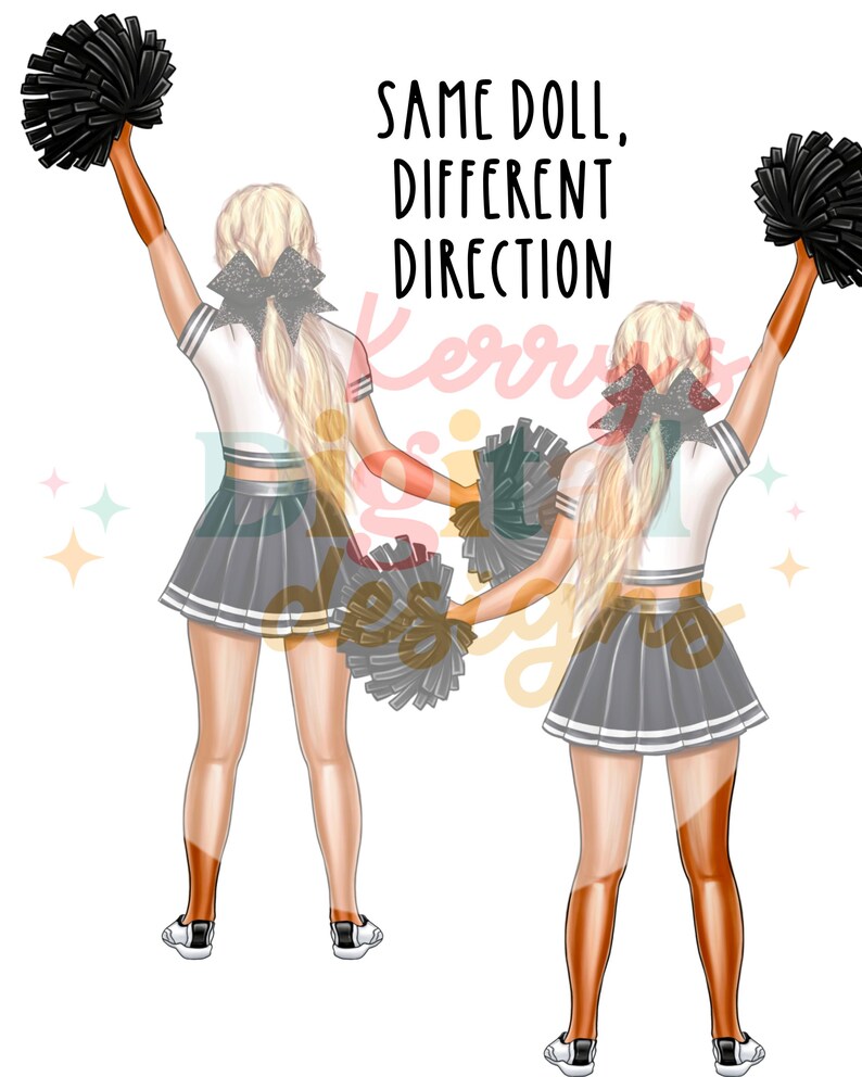 Cheerleader Clipart: Black and White Cheer Squad (digital Planner ...
