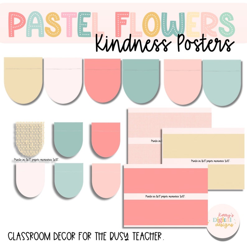 EDITABLE Pastel Flowers Kindness Poster Printable Decor - Etsy