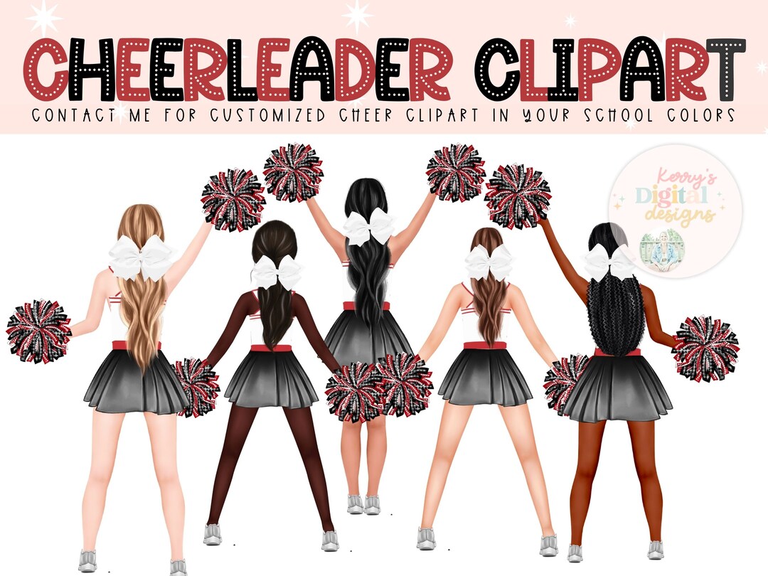 5 Cheer Red White Black Cheer Dolls and Clipart Banquet, Awards, Cheer ...