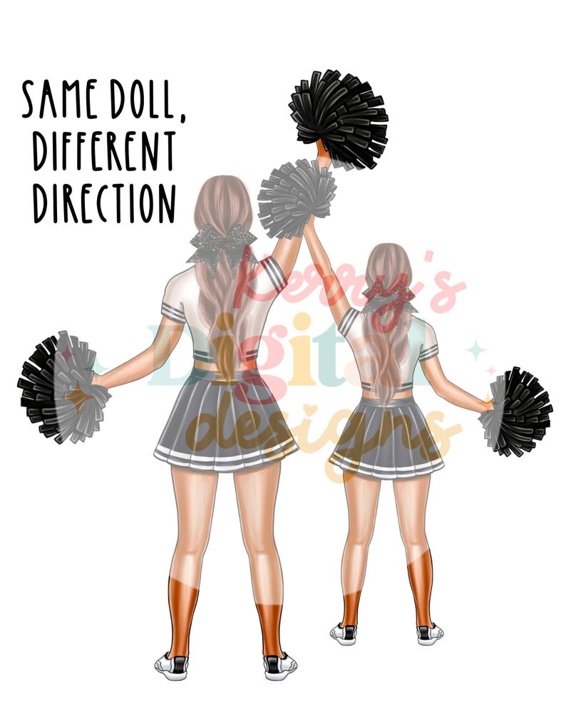 Cheerleader Clipart: Black and White Cheer Squad (digital Planner ...