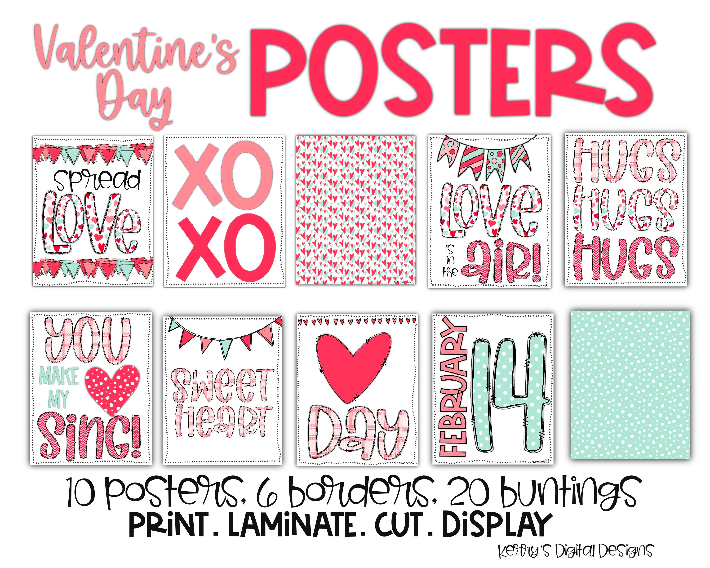 Editable Valentines Day Quote Poster Kit 8 Editable Classroom Decor 10 ...
