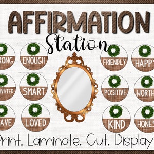 Editable Farmhouse Affirmation Station ROUND Label Cards 2022 - Etsy