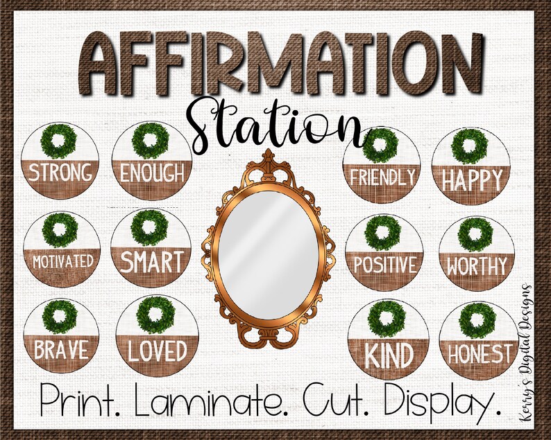 Editable Farmhouse Affirmation Station ROUND Label Cards 2022 - Etsy