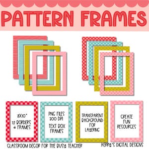 Digital Frames + Borders Clipart | Transparent Background | Pastel - Etsy