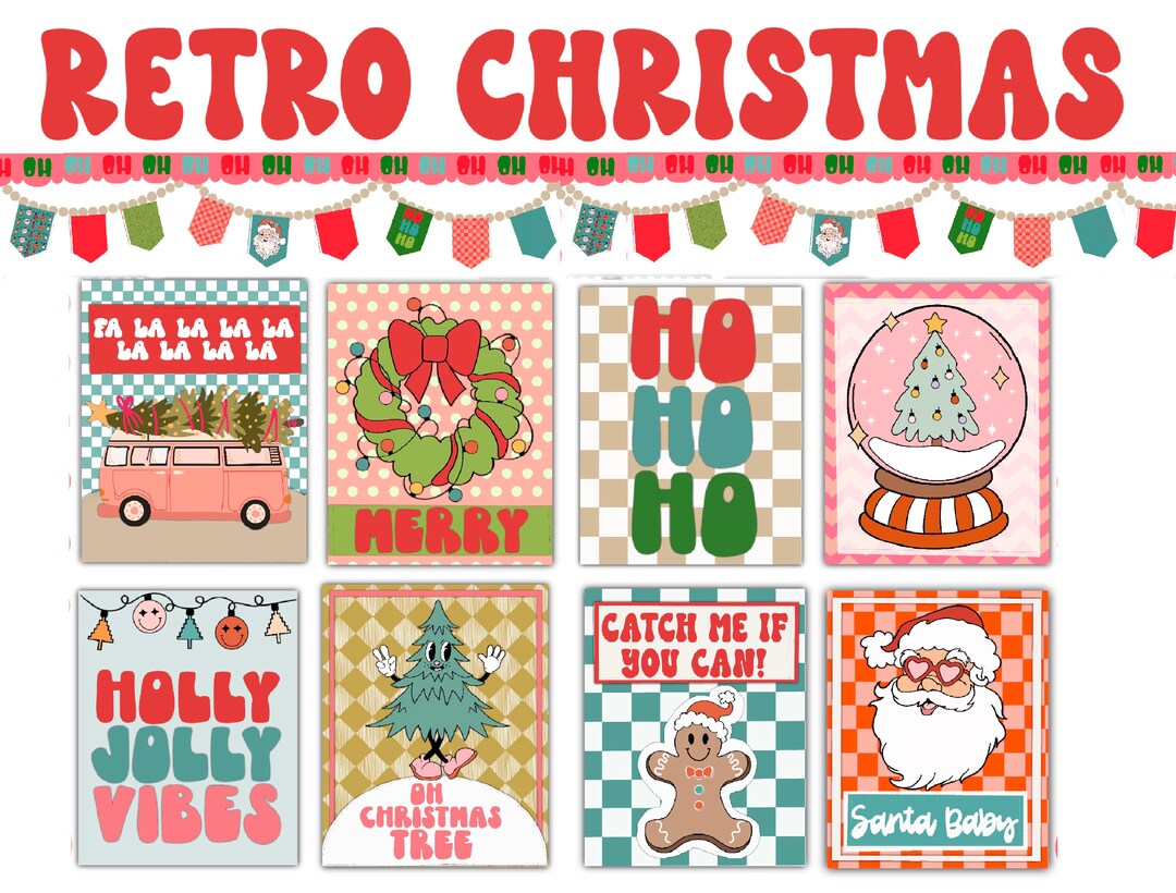 Christmas Retro Posters Border Bunting Each Poster is - Etsy