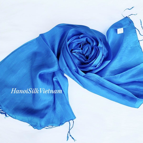 Blue Silk Scarf - Etsy