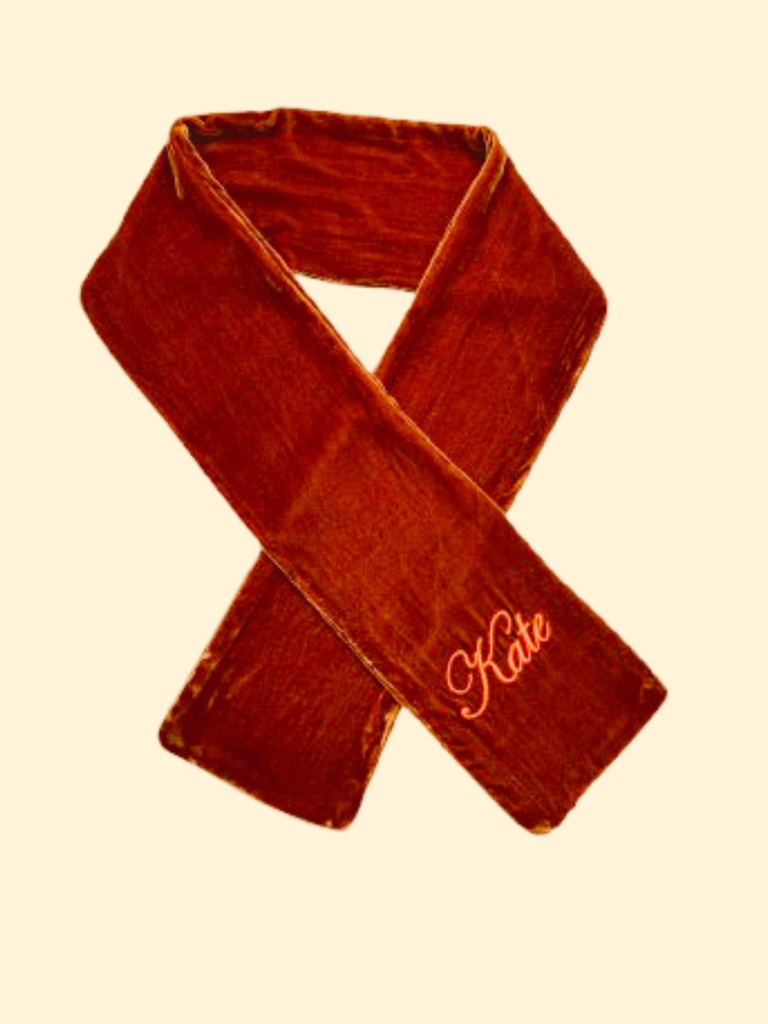 Personalized Silk Velvet Scarf for Girls in Various Colors, Handmade ...