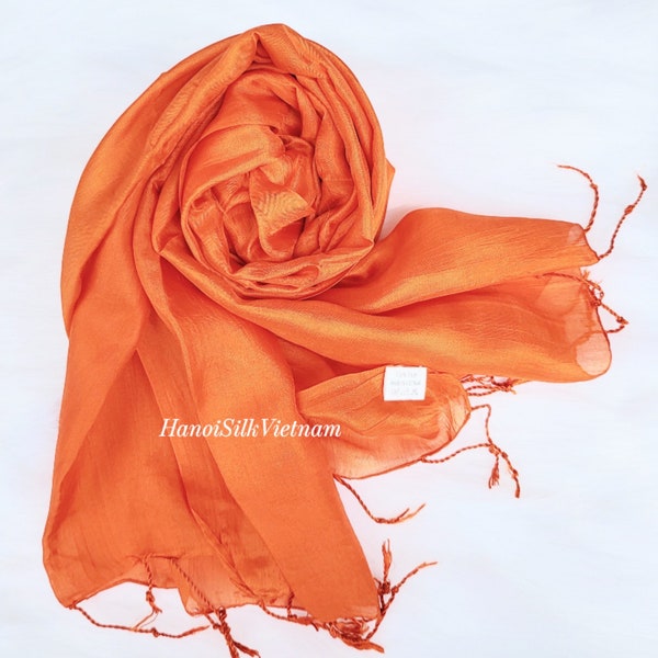 Orange Silk Scarf - Etsy