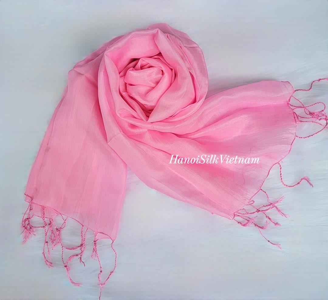 Light Pink Silk Scarf, 100% Real Silk Shawl, Long and Big Size - Etsy