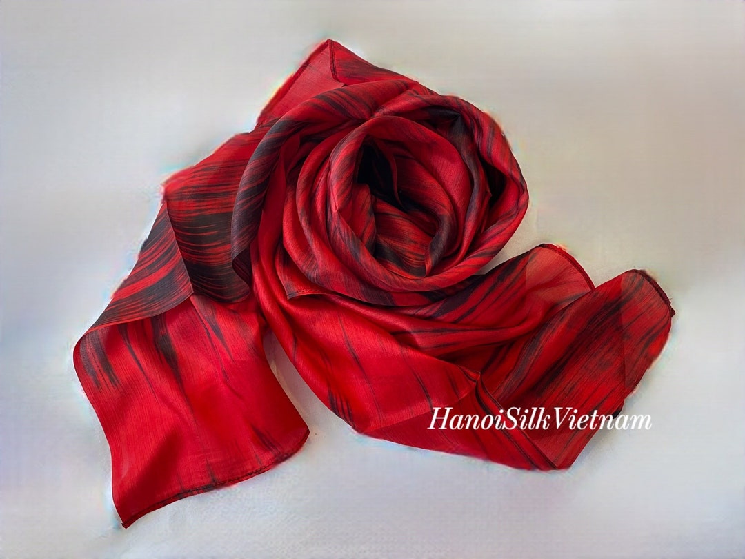 Red Silk Scarf, Long Scarf for Women, Big Size, Hand-dyed in Vietnam - Etsy