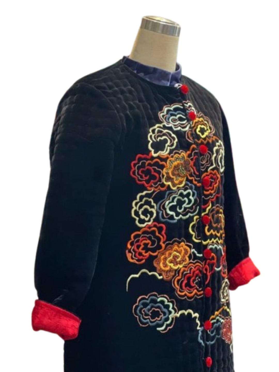 Embroidered Silk Velvet Coat for Women, Chinese Style Handmade Coat ...
