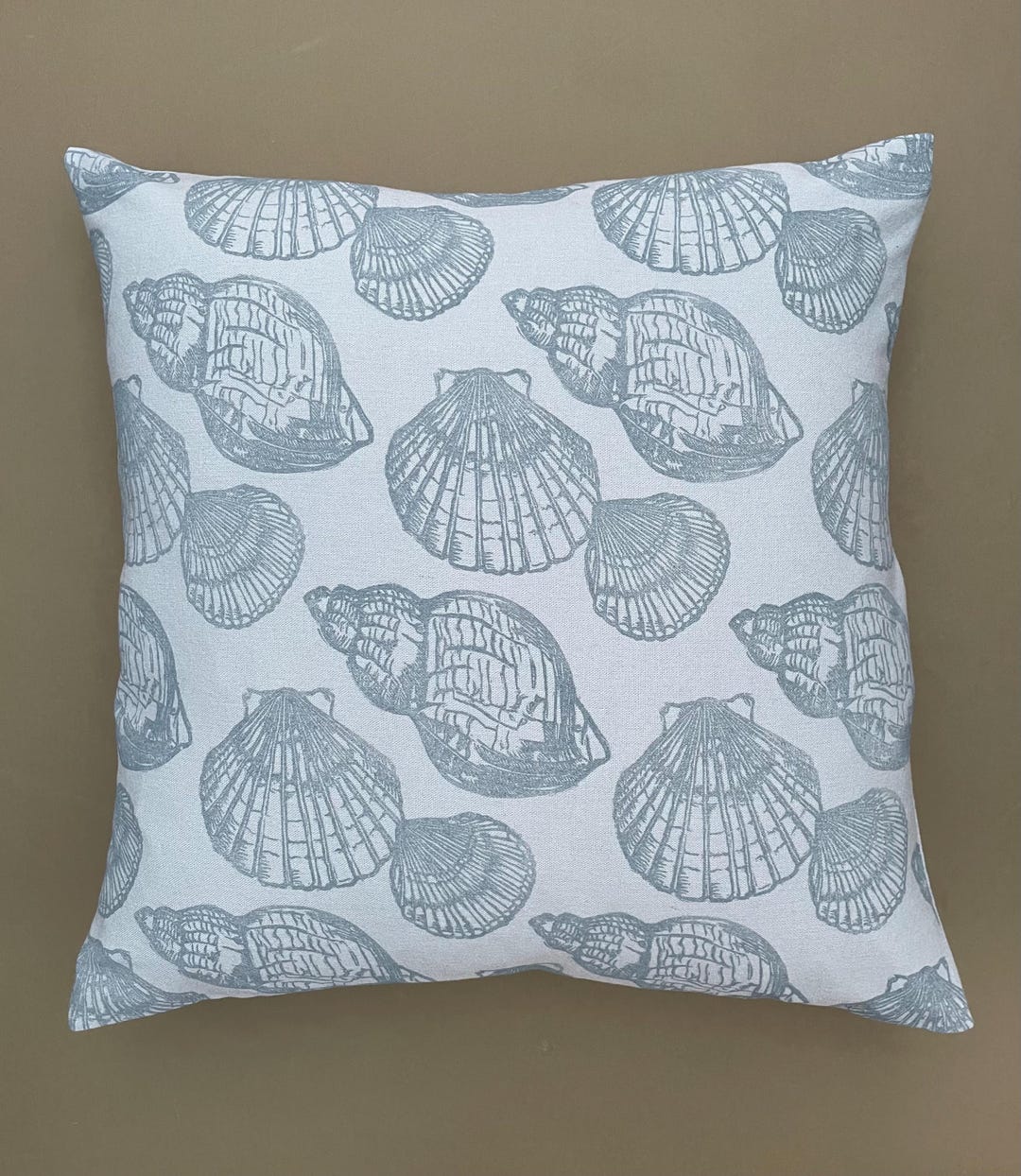 Hand Printed Linocut Cushion, Sea Shell Designs - Etsy UK