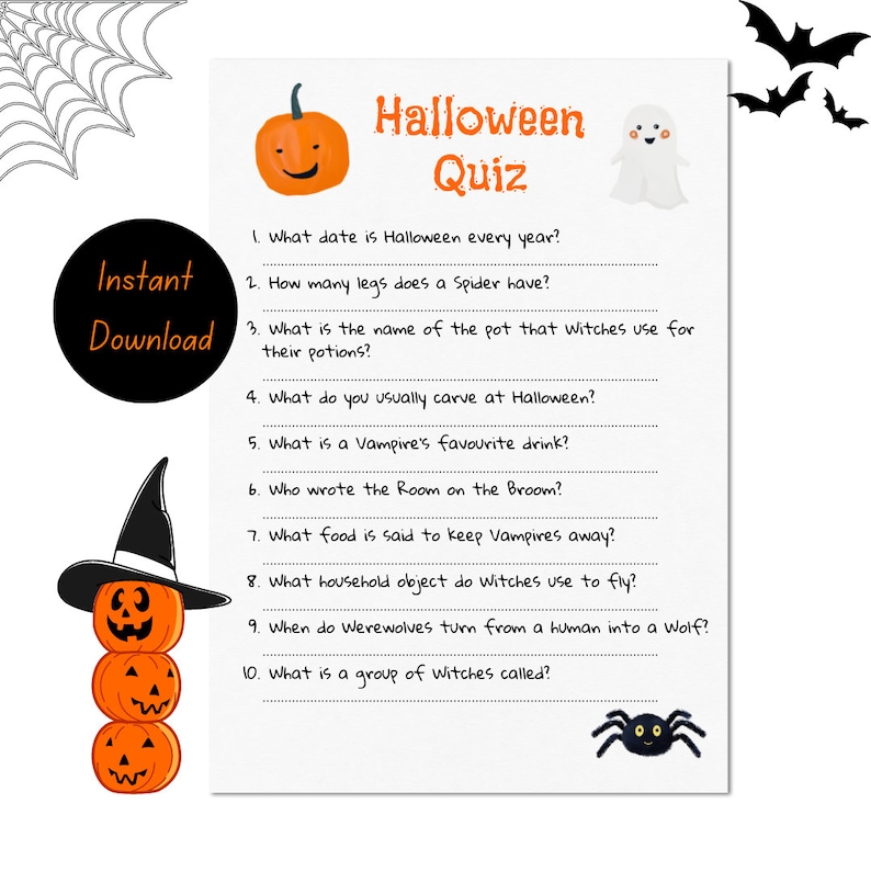 Halloween Quiz, Kids Halloween Quiz, Instant Download, Digital Download ...