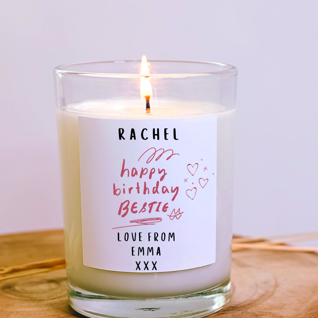 Personalised Birthday Candle Label for Bestie, Personalised Gift for ...