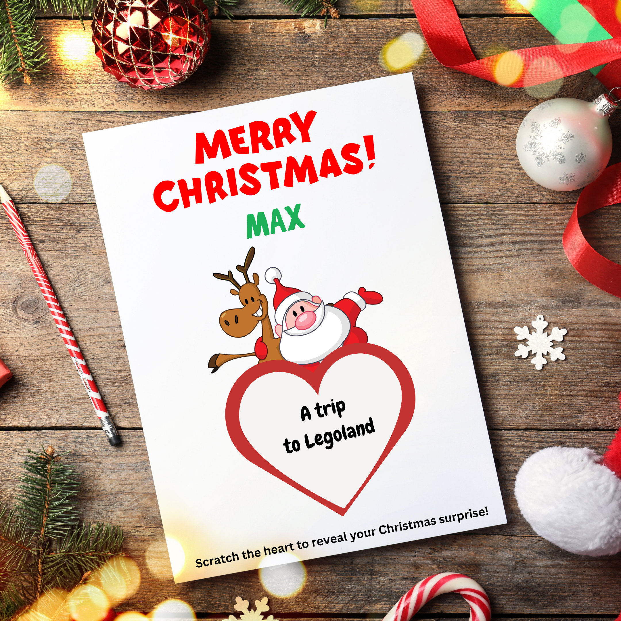 Personalised Christmas Surprise Scratch Card, Christmas Gift Reveal ...