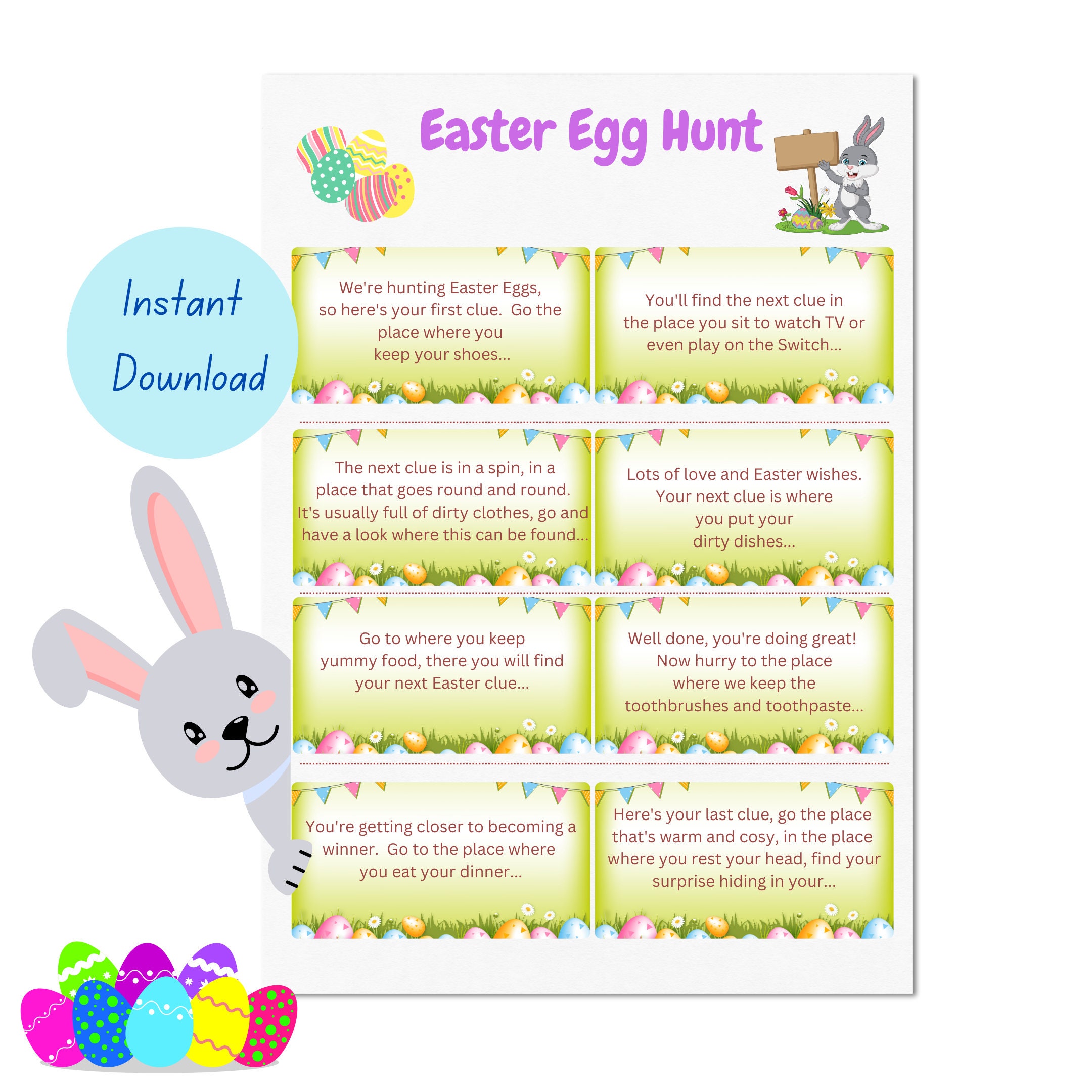 Indoor Easter Egg Hunt, Downloadable Easter Egg Hunt, Instant Download ...