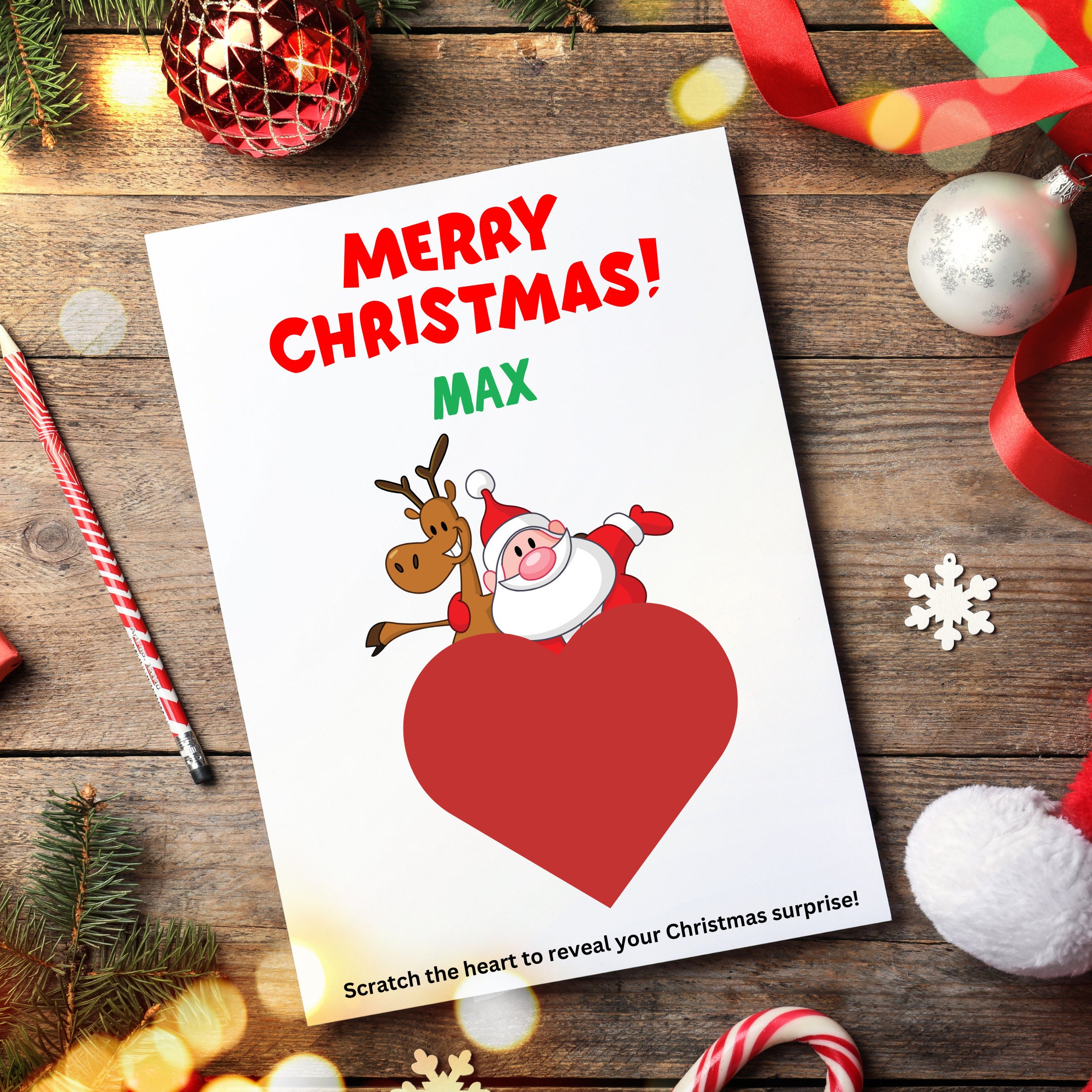 Personalised Christmas Surprise Scratch Card, Christmas Gift Reveal ...
