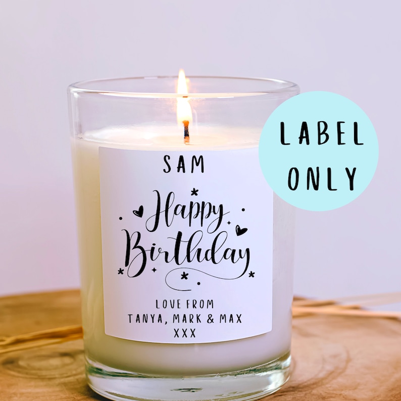 Personalised Birthday Candle Label, Personalised Gift for Her, Candle ...