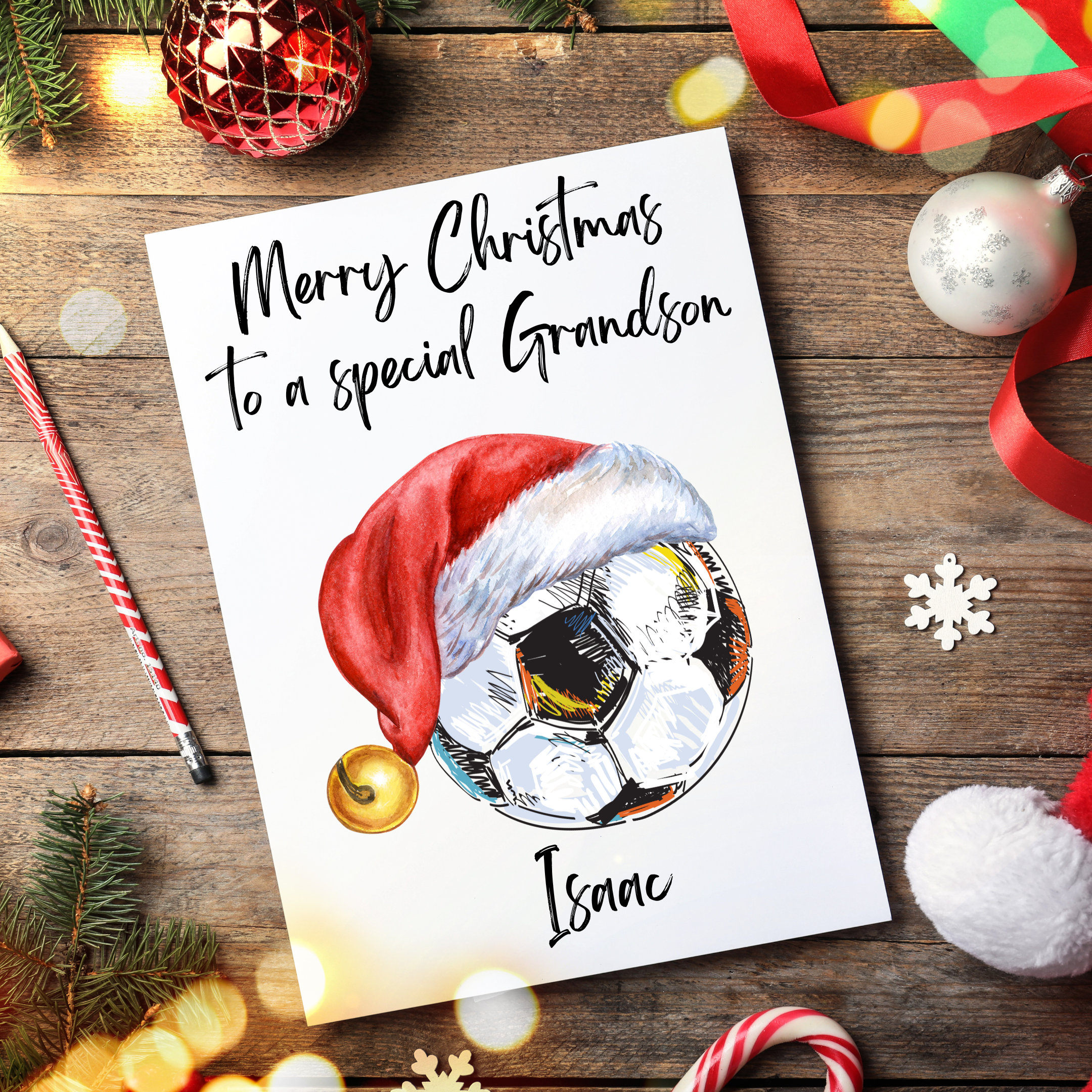 Personalised Football Christmas Card for Grandson, Football Christmas ...