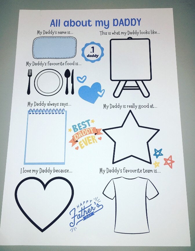 All About My Daddy Fill in Printable Template, Father's Day Gift for ...
