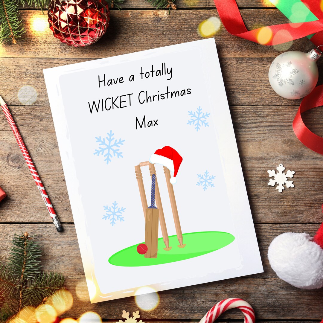 Have a Totally Wicket Christmas, Personalised Christmas Cricket Card ...