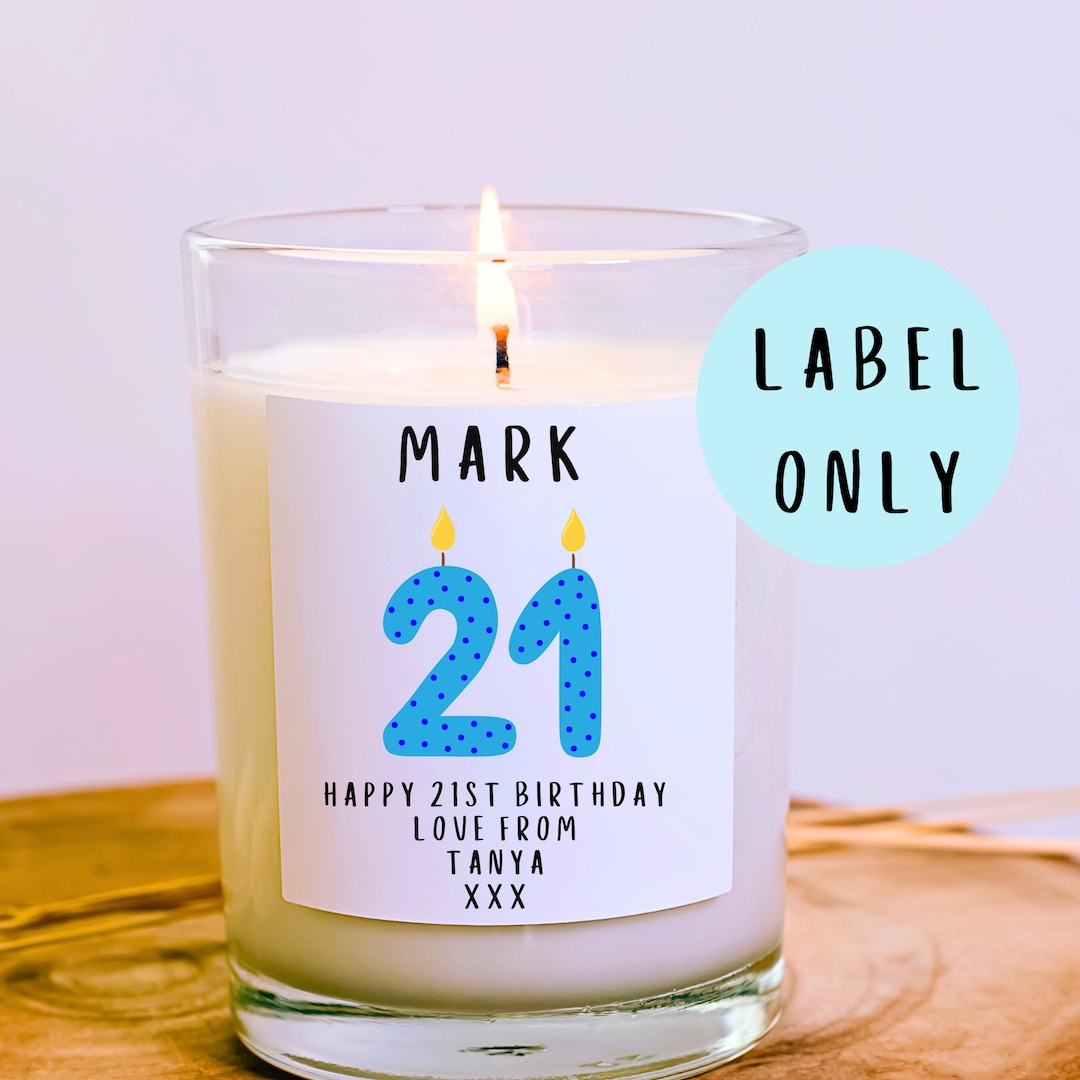 Personalised 21st Birthday Candle Label, Personalised 21st Birthday ...