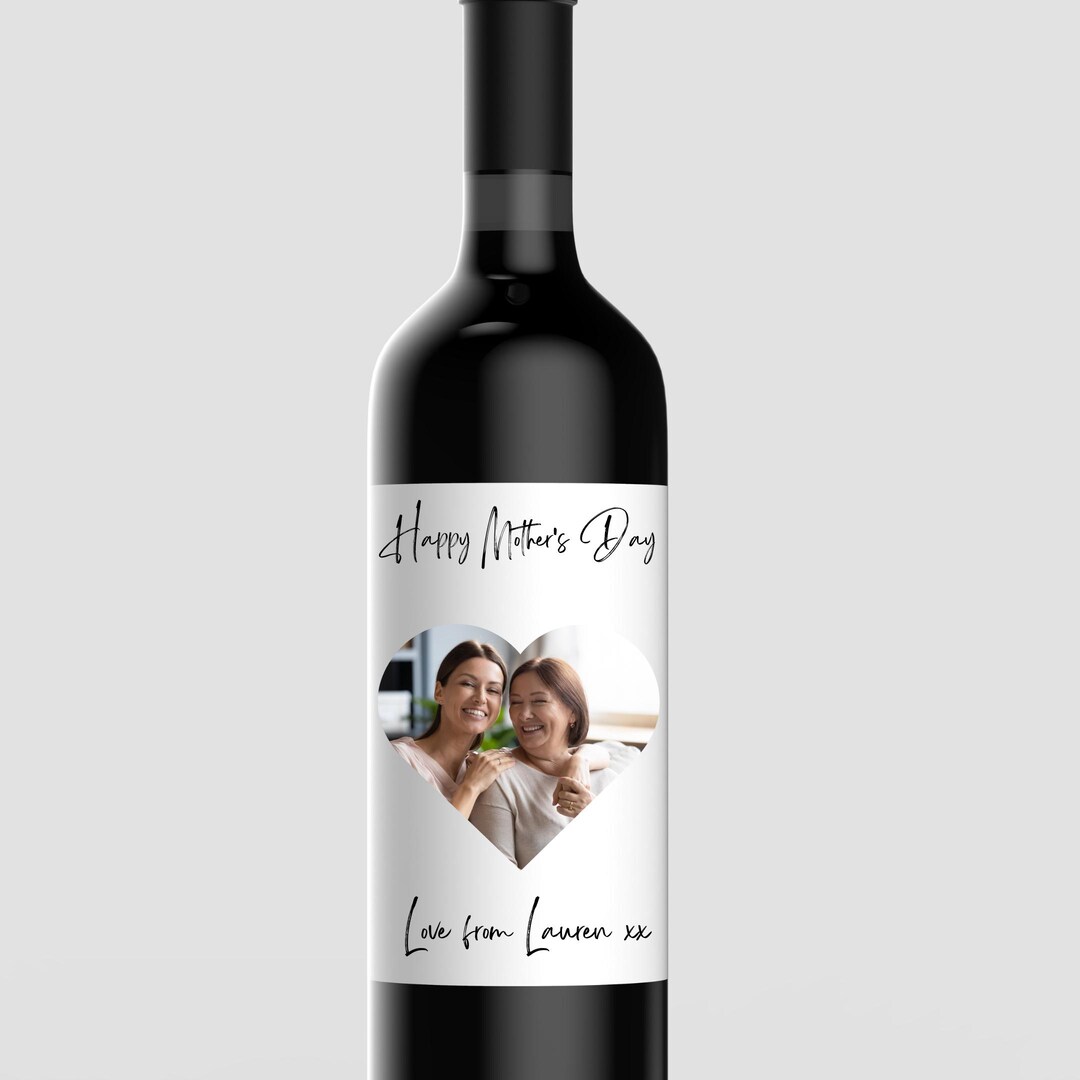 Personalised Mother's Day Photo Wine Label, Personalised Mother's Day ...