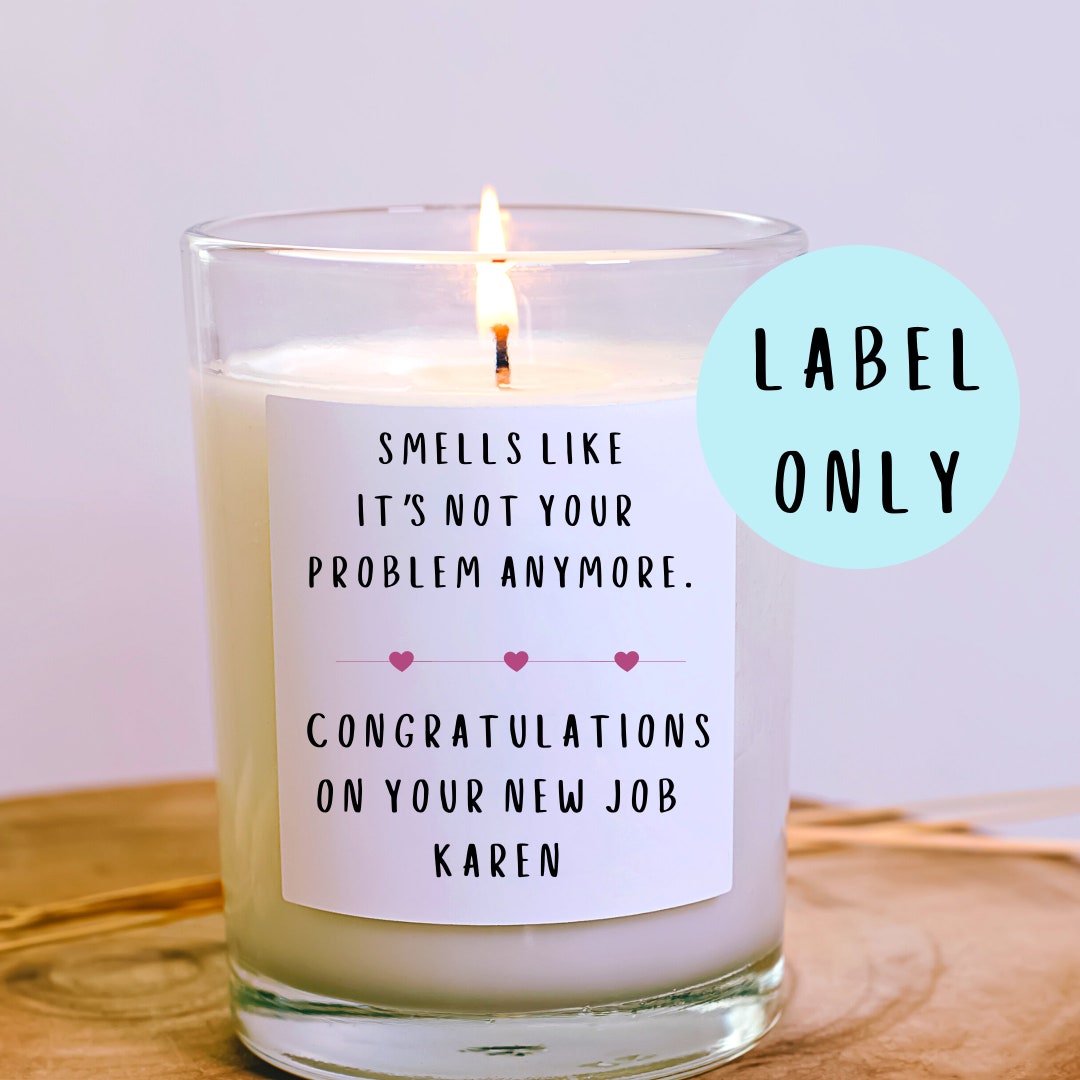 Personalised New Job Candle Label, Personalised New Job Gift, Funny ...