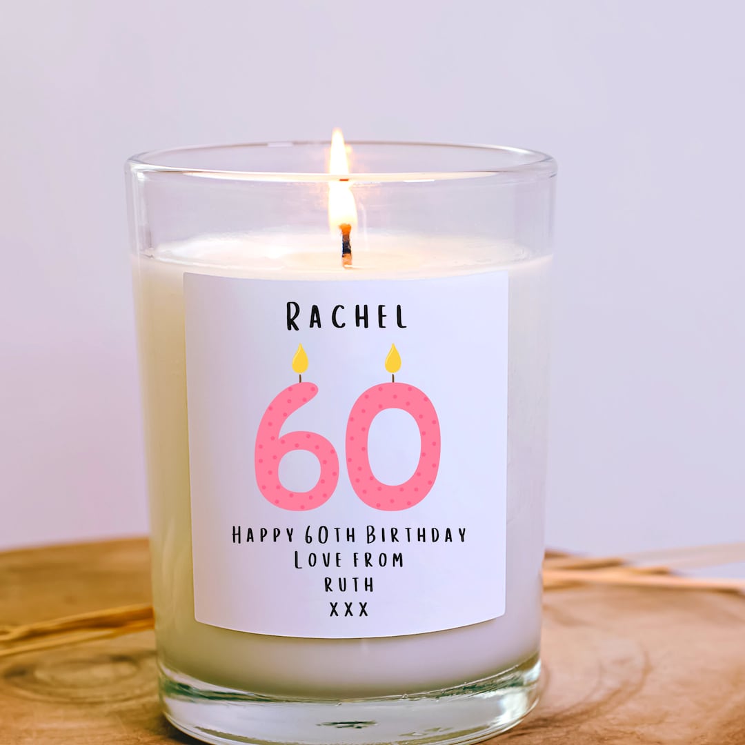 Personalised 60th Birthday Candle Label, Personalised 60th Birthday ...