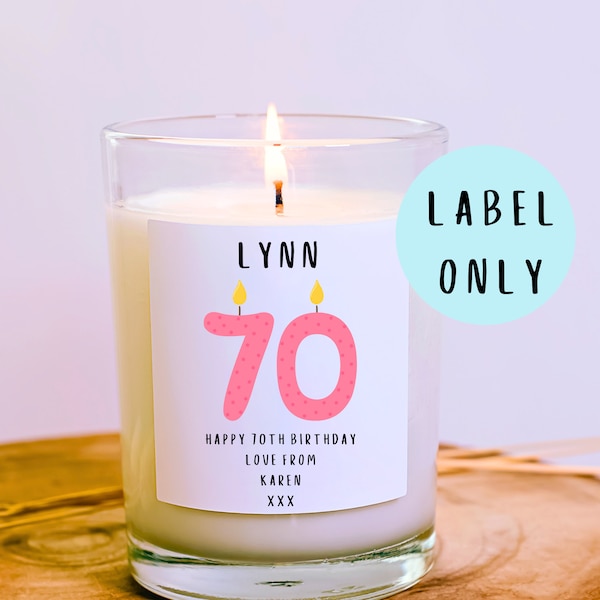 70th Birthday Candle Labels - Etsy